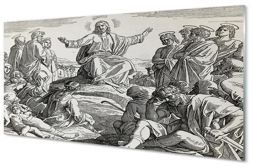 akrylový obraz Ježíš kreslení lidé 125x50 cm