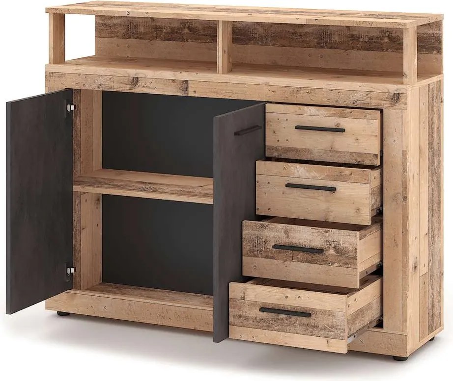 Komoda Leniza 120A, dub natural / grafit