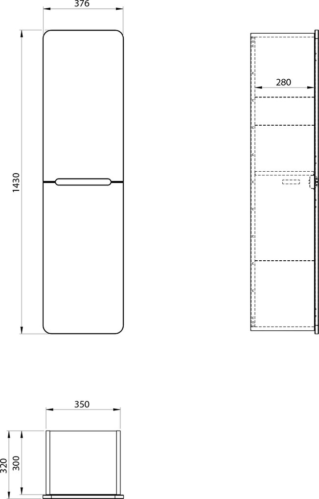 Sapho Kerala koupelnová skříňka vysoká 38 x 143 x 32 cm 2x dvířka levá/pravá antracit matný KR350-3434