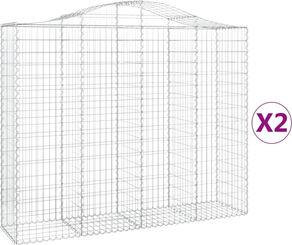 Klenuté gabionové koše 2 ks 200x50x160/180cm pozinkované železo 3145703
