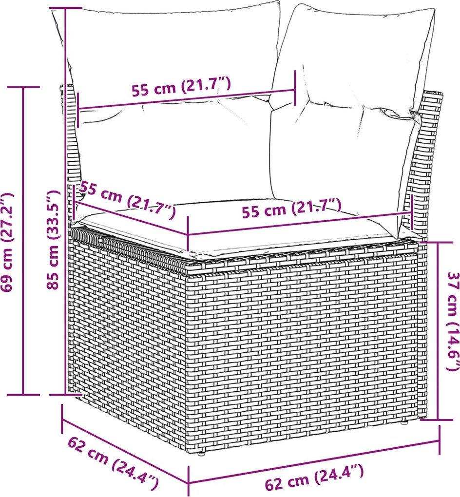 Set pohovek 6 ks Černá polyratan 3346396