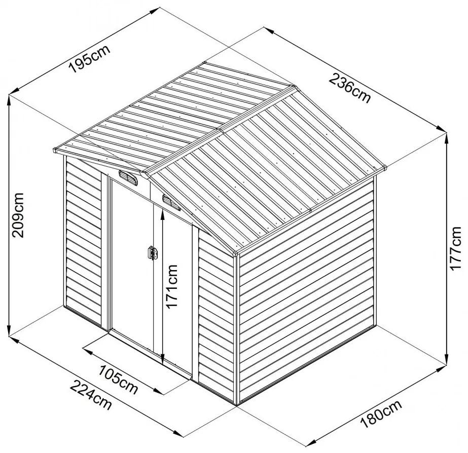 Zahradní domek 236 x 195 cm kovový Dekorhome