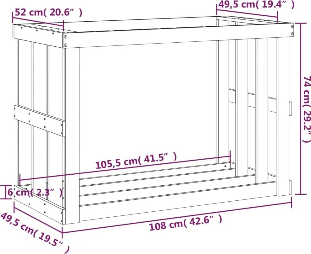 vidaXL Venkovní stojan na dřevo 108x52x74 cm masivní borovice [822631] Barva: Bílá