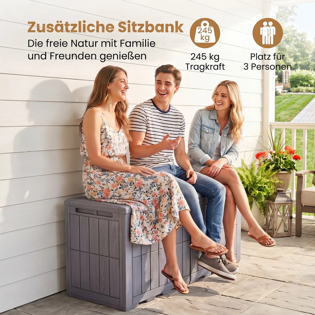 Costway Úložný box odolný proti povětrnostním vlivům 455 L venkovní úložný box