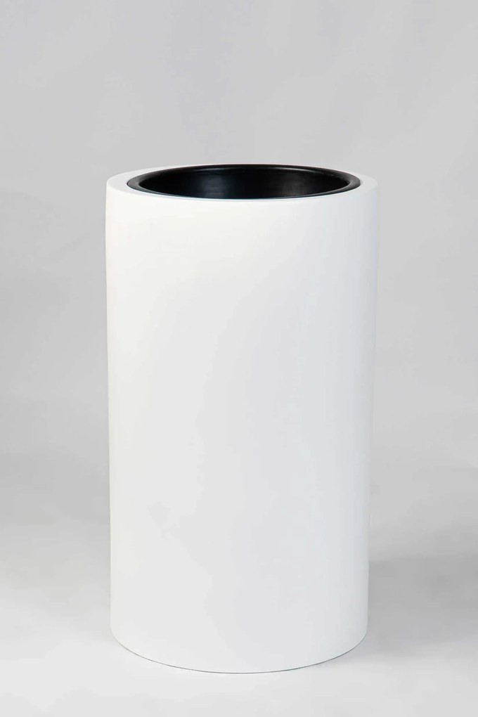 Kulatý květináč ESTRA, výška 60 cm, bílý mat