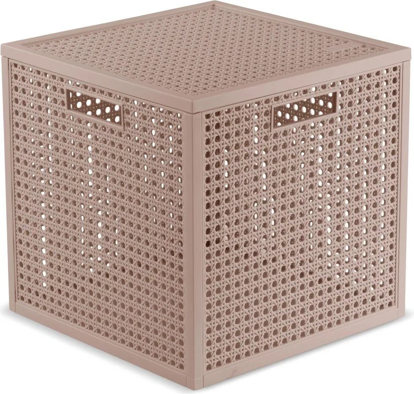 Starorůžový úložný box s víkem z recyklovaného plastu 28x28x28 cm Kaya Cube – Curver