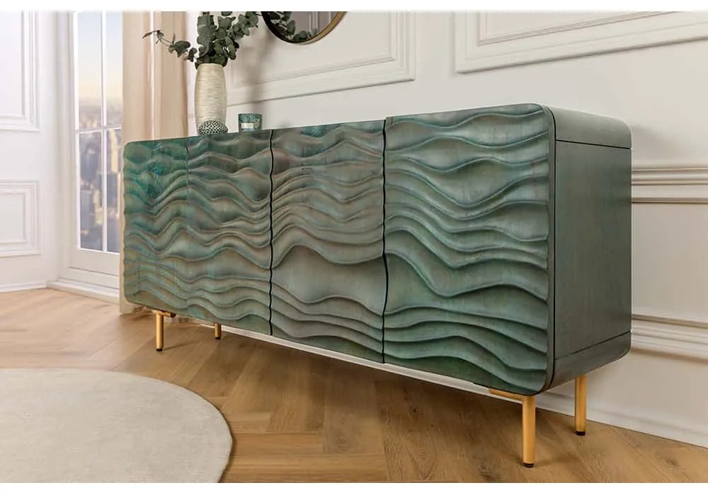 Massive home | Luxusní komoda Black lagoon tyrkysová mango 160cm