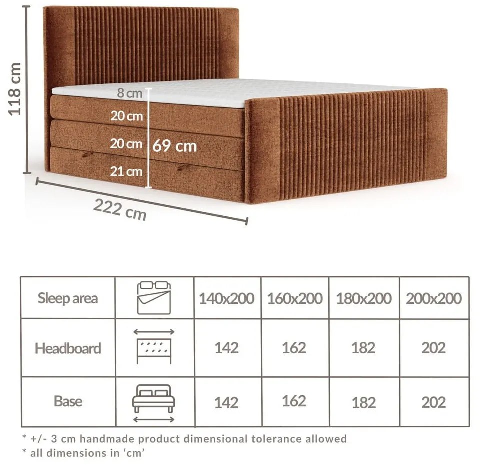 Tmavě zelená boxspring postel s úložným prostorem 200x200 cm Bergamo – Maison de Rêve