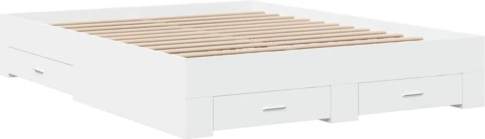 Rám postele se zásuvkami bílý 140 x 200 cm kompozitní dřevo 3280384