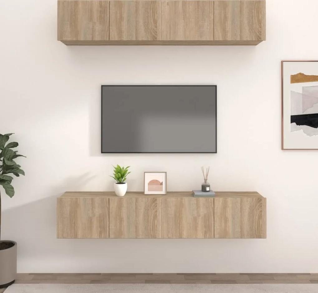 vidaXL TV skříňky 4 ks 80 x 30 x 30 cm kompozitní dřevo [3114188] Barva: kouřový dub