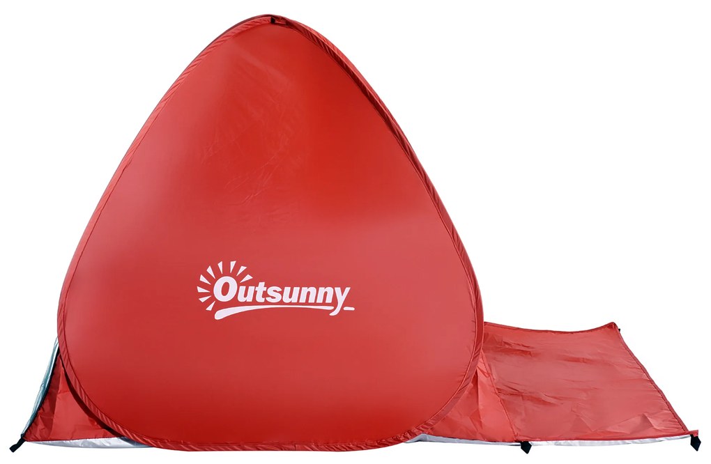 Outsunny beach shell pop up stan 200x150x119cm rychlé automatické stavění z polyesteru v červené barvě pro pláž a kempování | Aosom.de