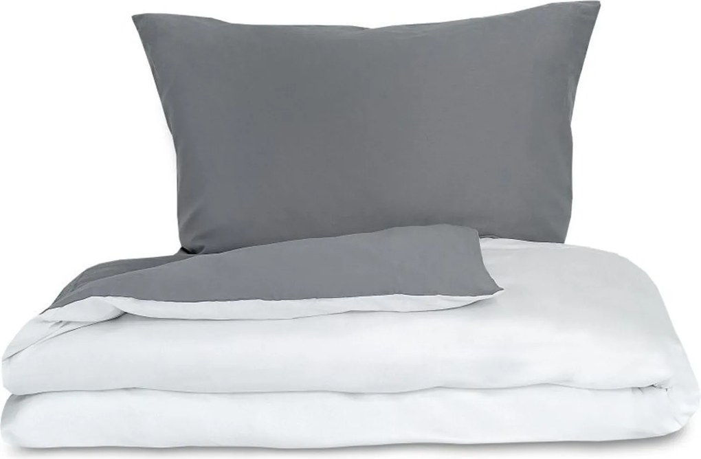 Saténové povlečení LUXURY COLLECTION tmavě šedé/bílé - 1x 140/220, 1x 70/90cm