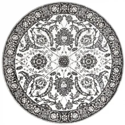 Kulatý koberec MATEO 8037/644 Moderní rám, květiny strukturální šedá velikost kruh 200 cm | krásné koberce cz