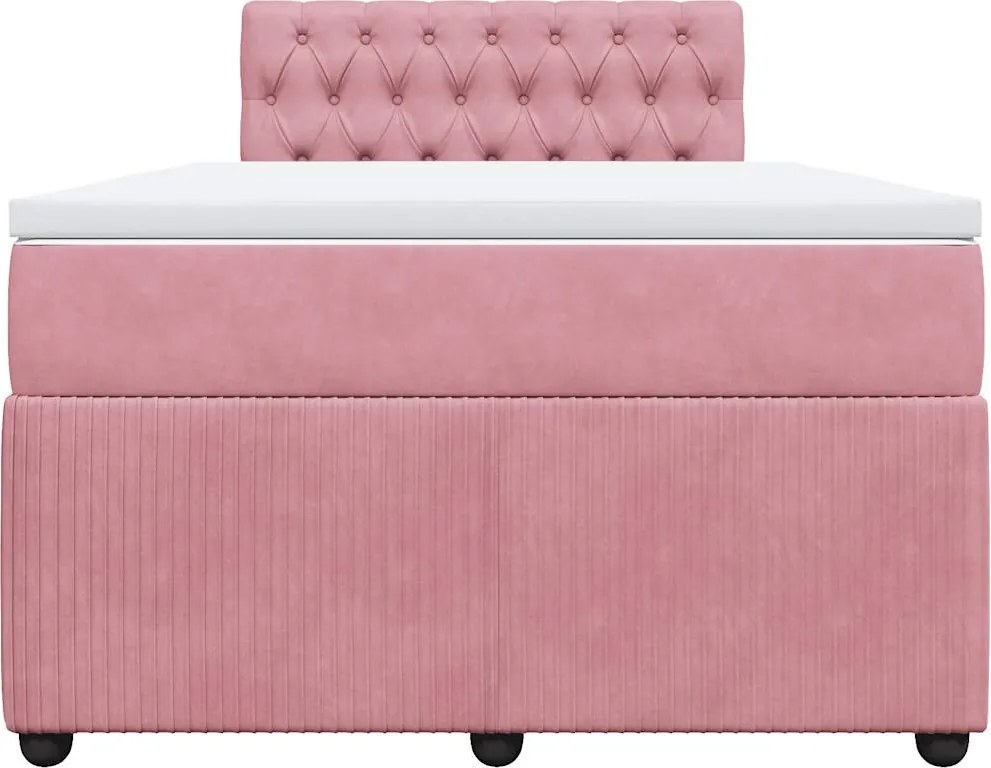 Box spring postel s matrací růžová 120 x 200 cm samet 3290021