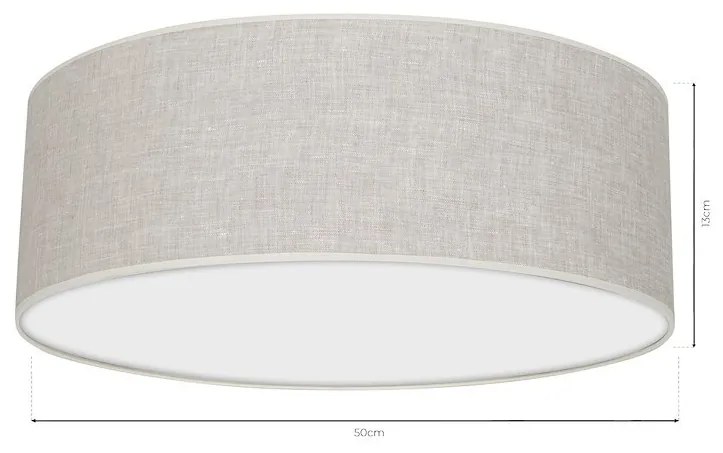 Stropní svítidlo Lino Round, 1x lněné stínítko, (bílé plexisklo), (fi 50cm)