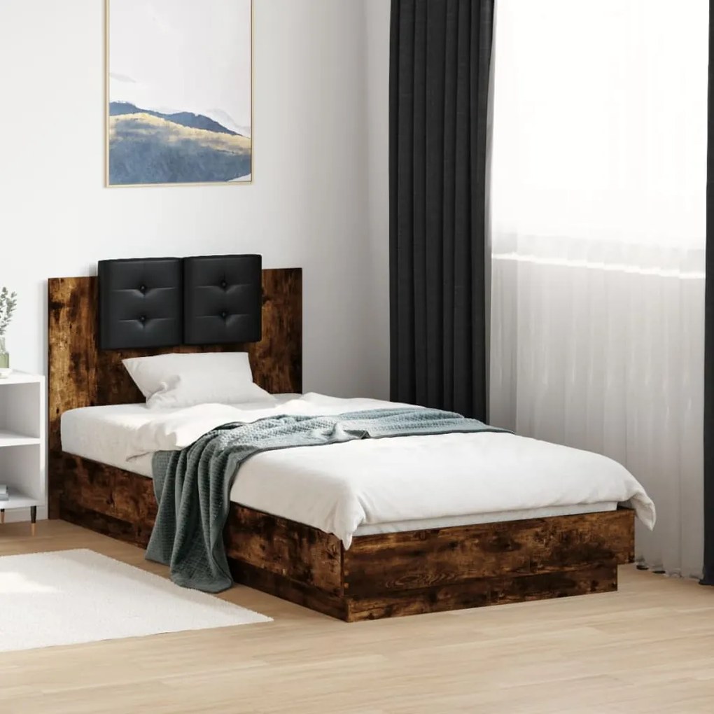 Rám postele s čelem kouřový dub 75 x 190 cm kompozitní dřevo 3209979