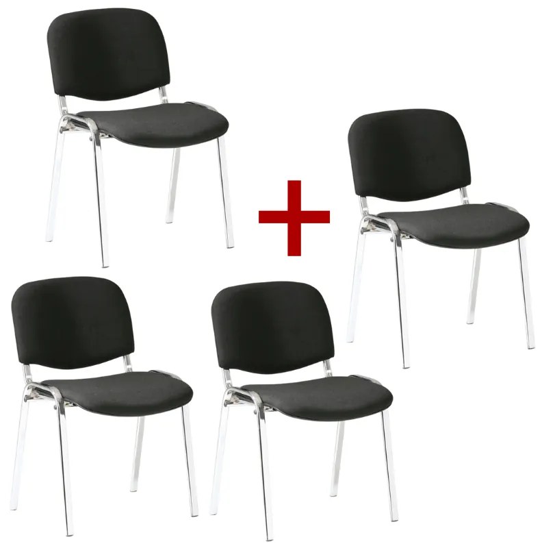 Konferenční židle VIVA chrom 3+1 ZDARMA, černá