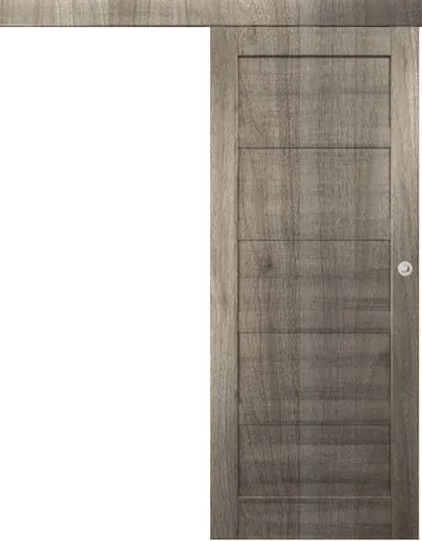 posuvné interiérové dveře na stěnu vasco doors BRAGA plné, model 1 Průchozí rozměr: 70 x 197 cm, Orientace dveří: Levé dveře, Dekor: Dub stříbrný