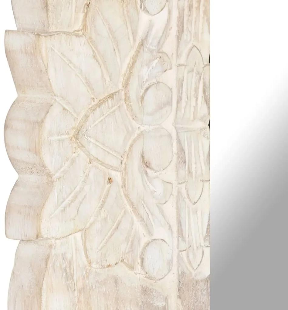Zrcadlo bílé 110 x 50 cm masivní mangovníkové dřevo - Default Title