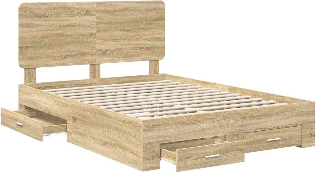 Rám postele s čelo Sonoma dub 140 x 190 cm Kompozitní dřevo 3412785
