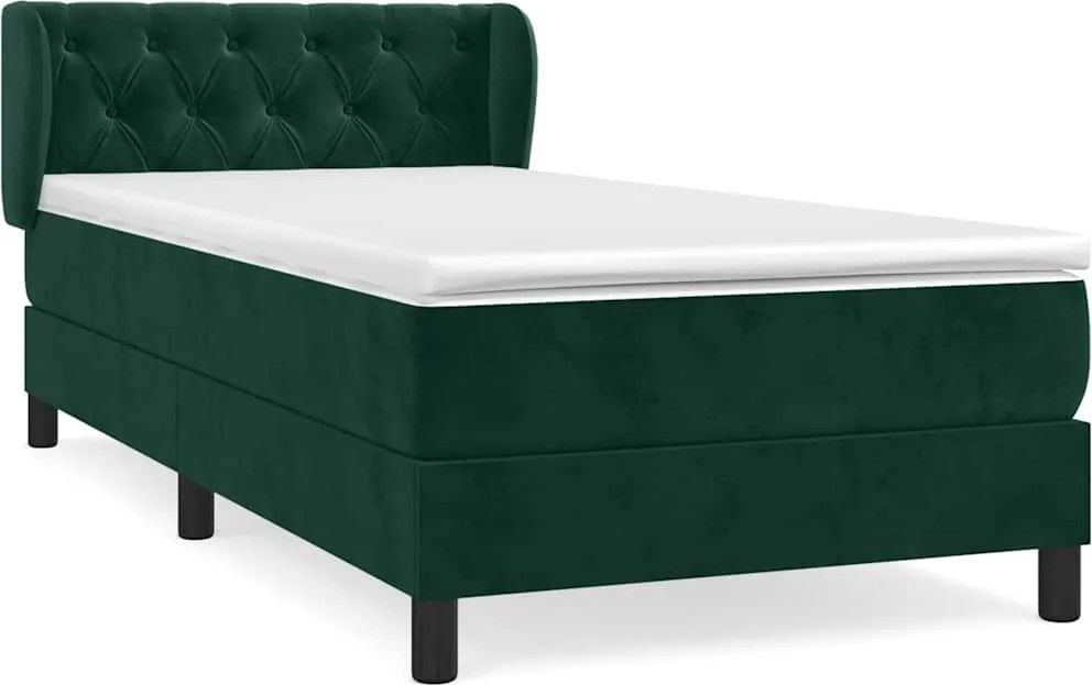 Box spring postel s matrací tmavě zelená 80 x 200 cm samet 3127640
