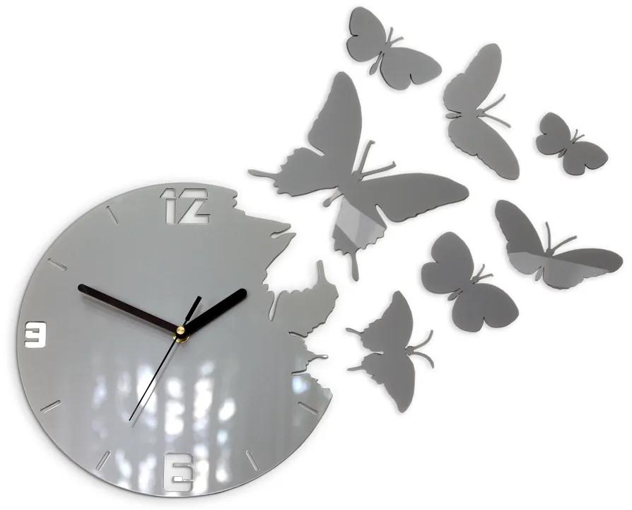 Mazur 3D nalepovací hodiny Butterfly šedé