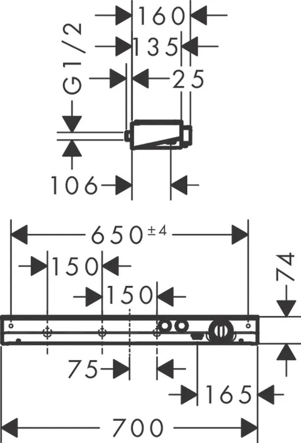 Hansgrohe ShowerTablet Select, termostatická baterie 700 na 2 spotřebiče, chromová, 13184000