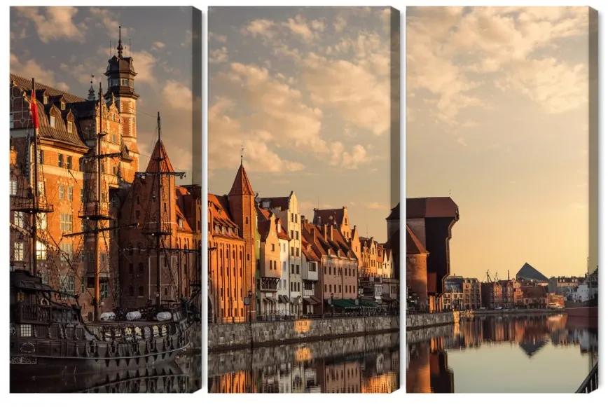 Vícedílný obraz Přístav Gdaňsk Při Západu Slunce Nedostatek Nedostatek Plátno Canvas 150x100