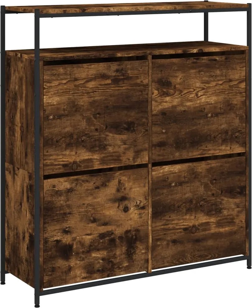 Botník se 4 výklopnými zásuvkami kouřový dub 100 x 34 x 112 cm 3214415