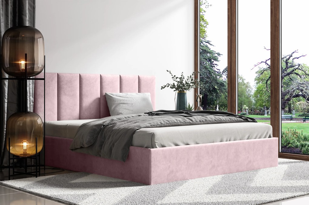 Eka Čalouněná postel Lucy 1 - 140x200 cm Barva látky Trinity: Světle hnědá (Trinity 2306), Úložný prostor: Bez úložného prostoru