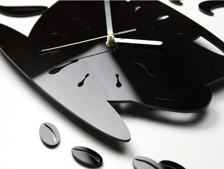 M.Clock Nástěnné akrylové 3D kuchyňské hodiny 64x43cm různé barvy Barva: černá