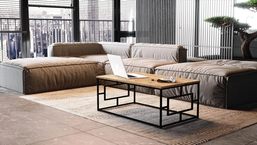 DURANT designový konferenční stolek 12, borovice/černý kov