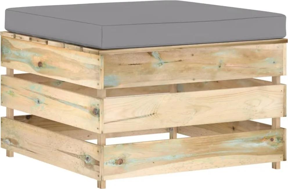 vidaXL Dílčí taburet s poduškou šedě impregnované dřevo [3074524] Barva: Krémová a hnědá