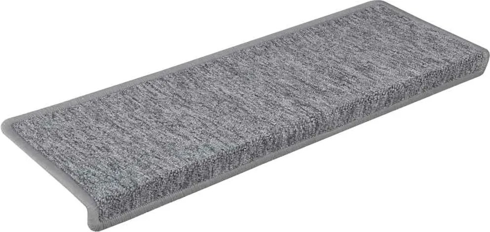 Schodové rohože 15 ks 65 x 21 x 4 cm světle šedé s obdélníkovým okrajem 326198