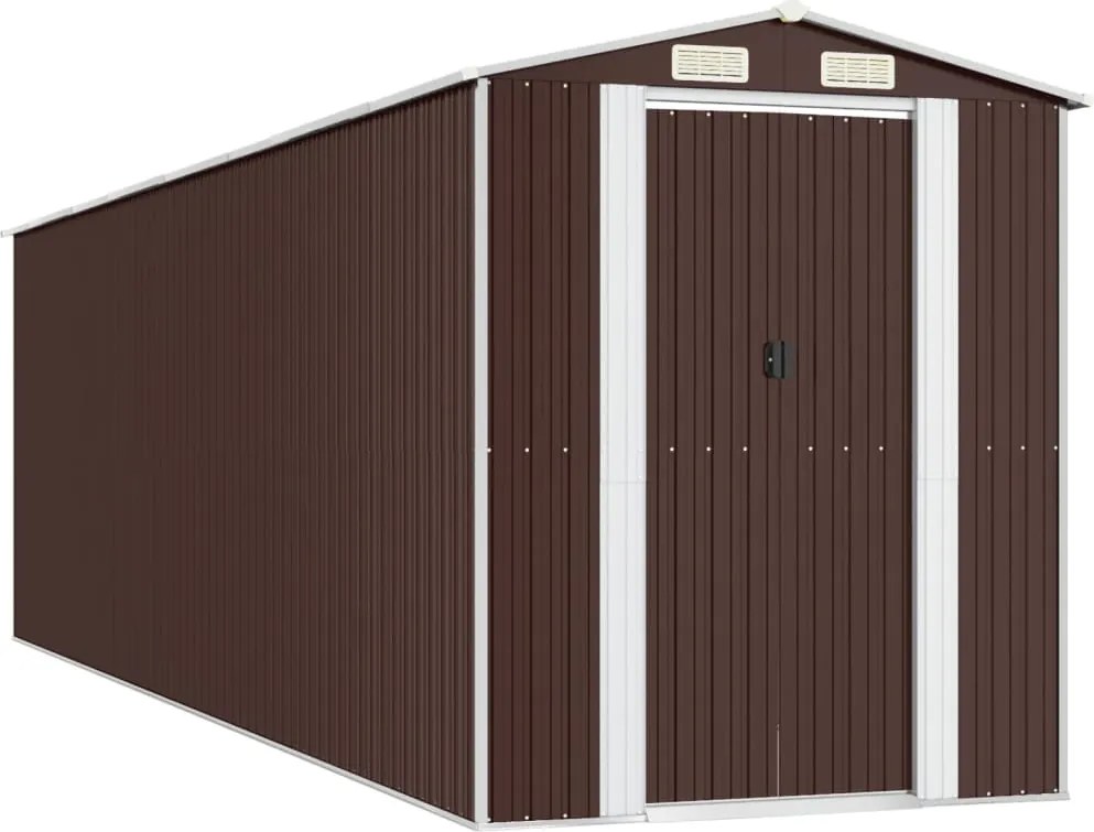 Zahradní kůlna tmavě hnědá 192 x 689 x 223 cm pozinkovaná ocel 3147466