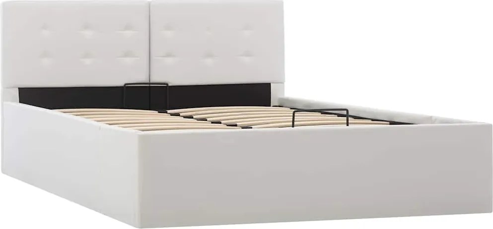 Rám postele zvedací úložný prostor bílý umělá kůže 120 x 200 cm 285518