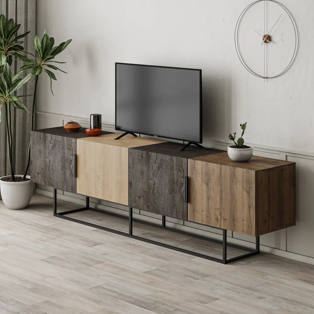 TV stolek v dekoru dubu v přírodní barvě 200x55 cm Titan – Marckeric