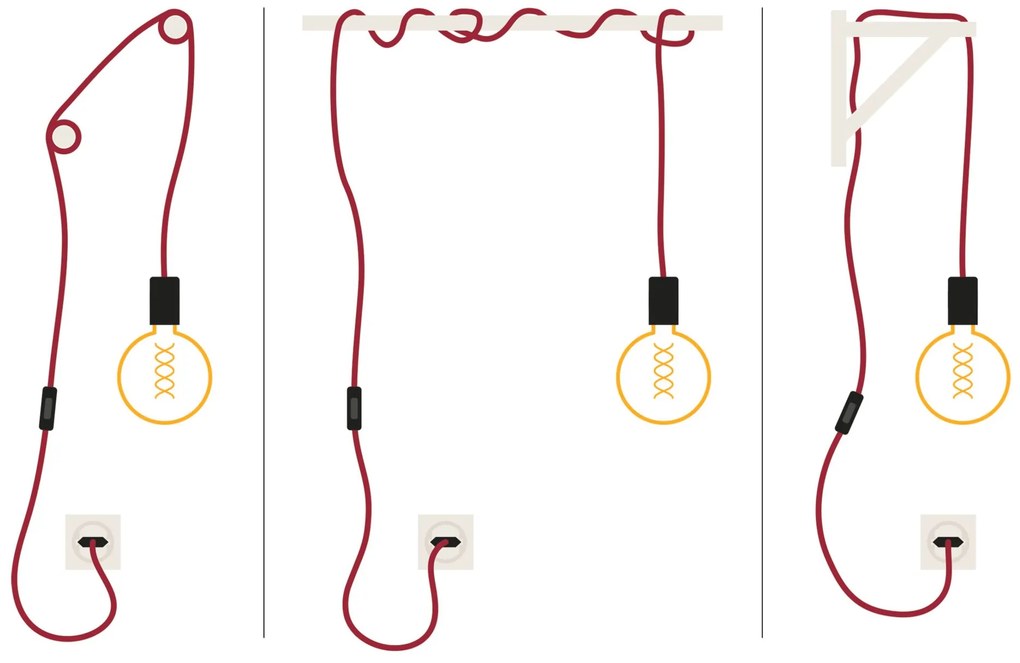 Paulmann 78436 Tilla, černé svítidlo pro dekorativní žárovku s vypínačem a kabelem do zásuvky, 1x60W E27 délka 508cm