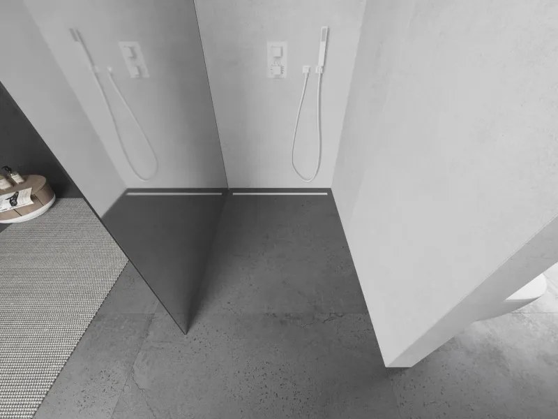 Mexen Kioto L, sprchová zástěna Walk-In 100 x 200 cm, 8mm sklo vzor zrcadlo, bílý profil, 800-100-103-20-50