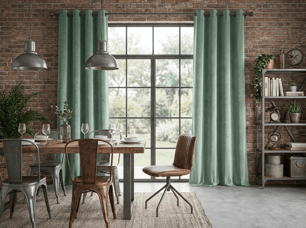 Zatemňovací závěs DREAM VELVET 140x250 cm, šalvějově zelený Zavěšení: Řasící páska