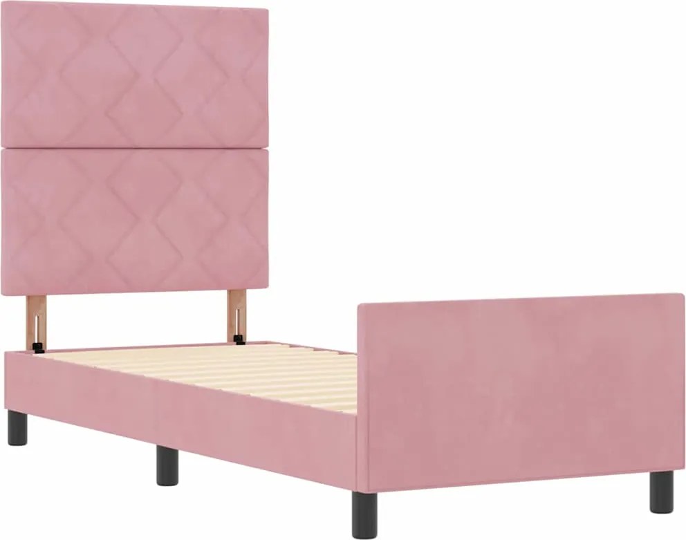 Postel s boxspringem s čelo Růžová 80 x 200 cm samet 3344974