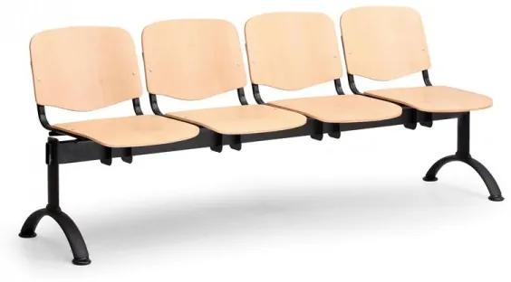 Dřevěná lavice ISO II, 4-sedák - černé nohy