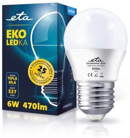 LED Žárovka ETA EKO mini globe, E27, 6W, 3000K, teplá bílá Eta ETA289090006