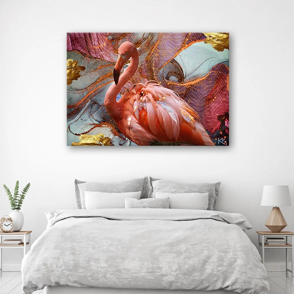 Obraz na plátně, Růžová flamingo abstrakce - 120x80 cm