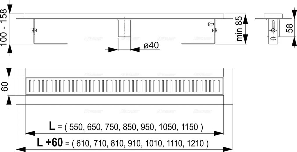 Alcaplast APZ2001-1150 liniový podlahový žlab