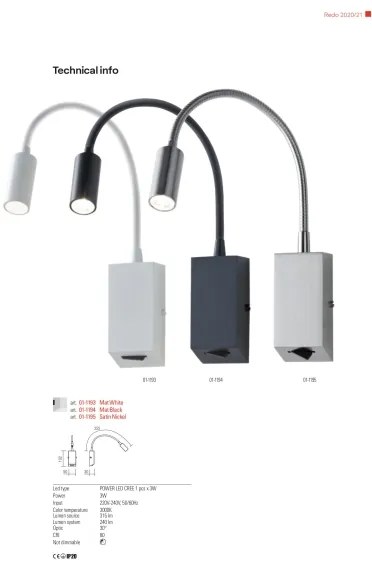 Redo 01-1195 - LED Flexibilní lampička HELLO LED/3W/230V chrom