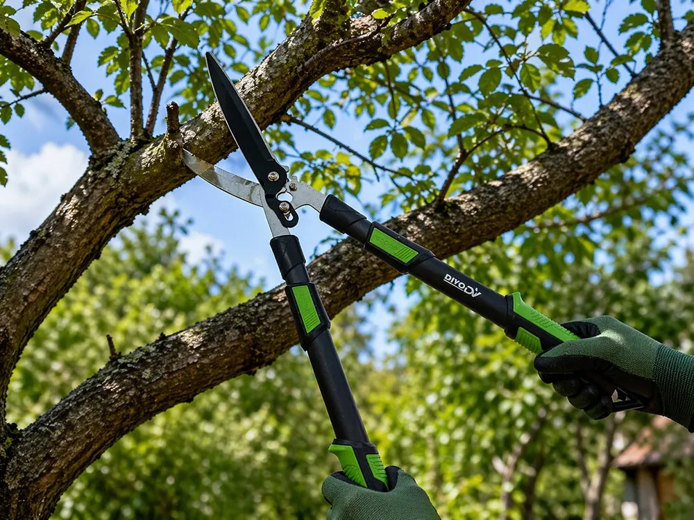 Teleskopické ruční nůžky na živý plot s nastavitelnou délkou pro keře, 96 cm, DIVODV