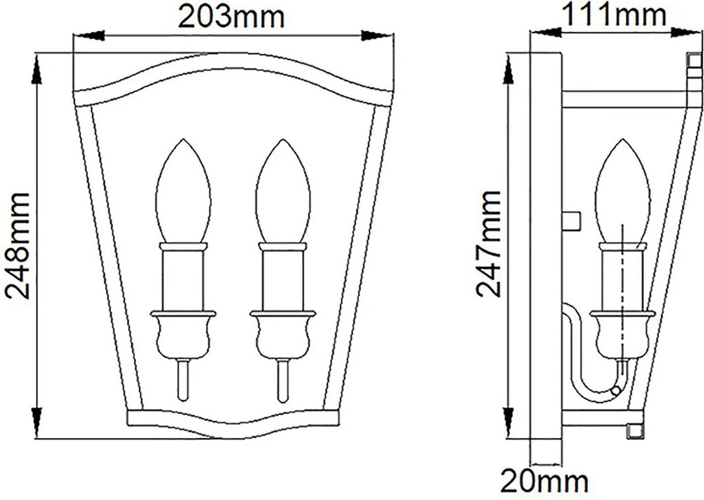 Nástěnné retro světlo Elstead YARMOUTH 2 stará mosaz