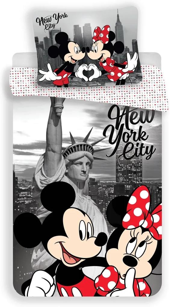 Jerry Fabrics Dětské povlečení Mickey and Minnie in New York micro, 140 x 200 cm, 70 x 90 cm