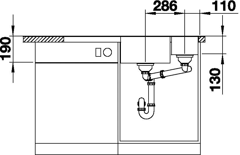 Granitový dřez Blanco AXIA III 6 S InFino antracit dřez vpravo + dřevěná krájecí deska, odkap. nerezová miska, nerez misky a excentr 523462